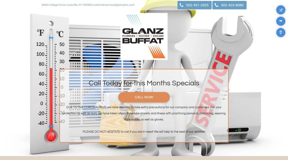 Glanz Buffat Plumbing Heating and Cooling | Web Design & Online Marketing