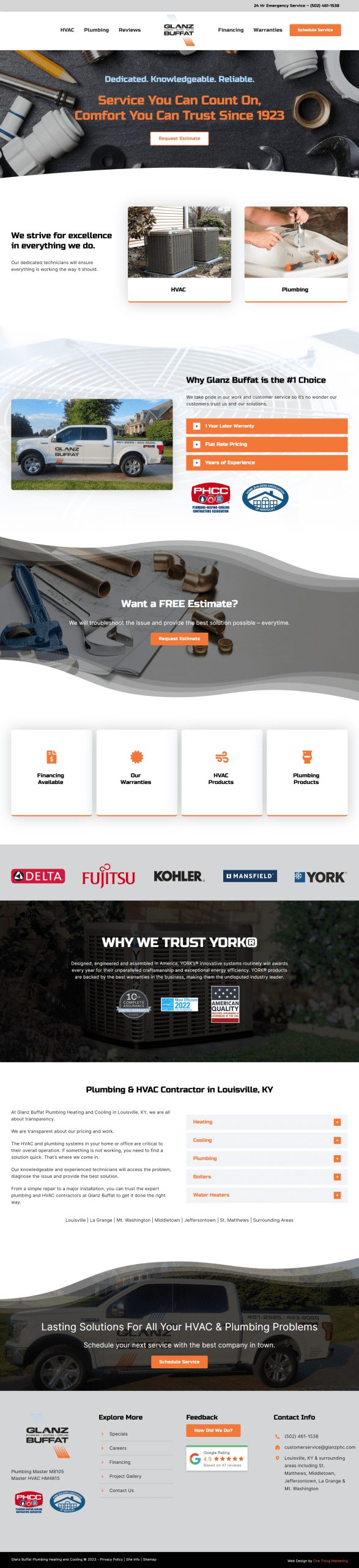 Glanz Buffat Plumbing Heating and Cooling | Web Design & Online Marketing